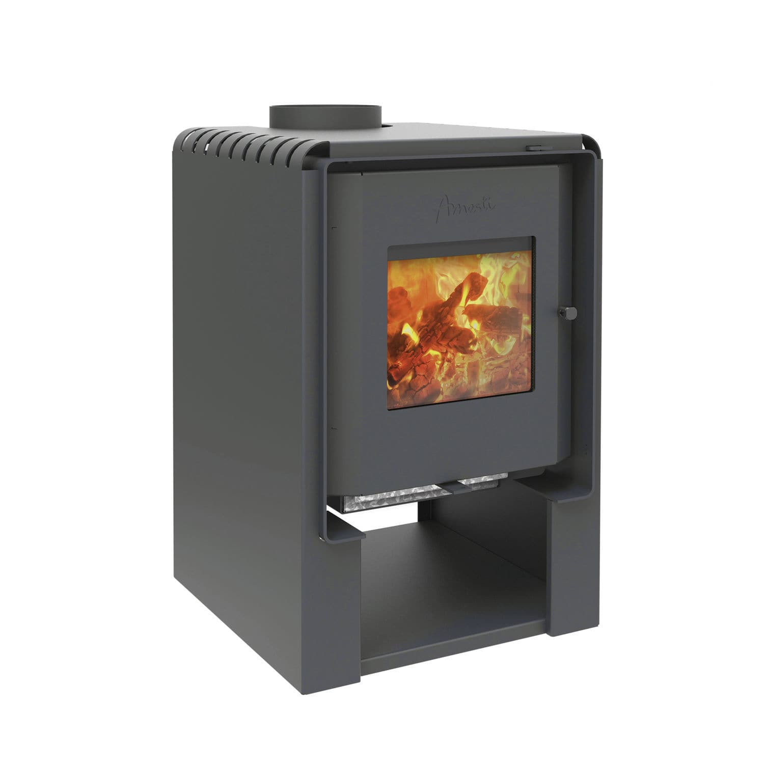 Wood heating stove - SCANTEK 360 - AMESTI FIREPLACES - 9 kW / floor ...