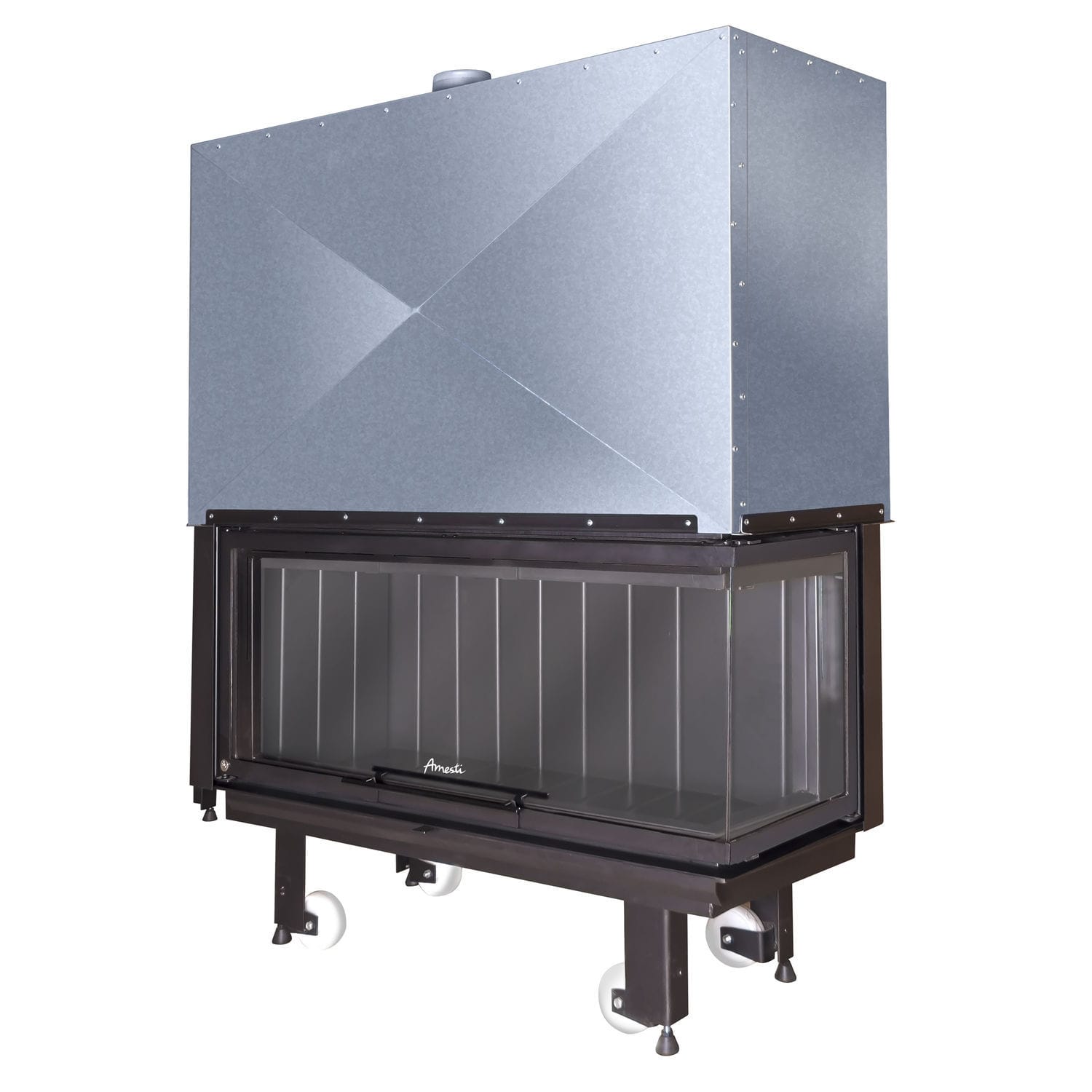 Corner fireplace insert - LUX - AMESTI FIREPLACES - wood-burning ...