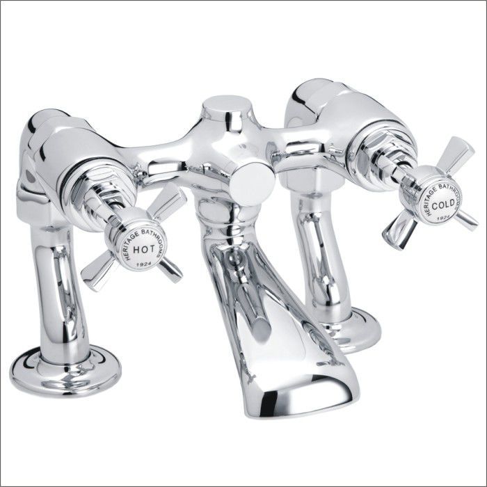 Double-handle bathtub mixer tap - TDCC072 - HERITAGE BATHROOMS - deck ...