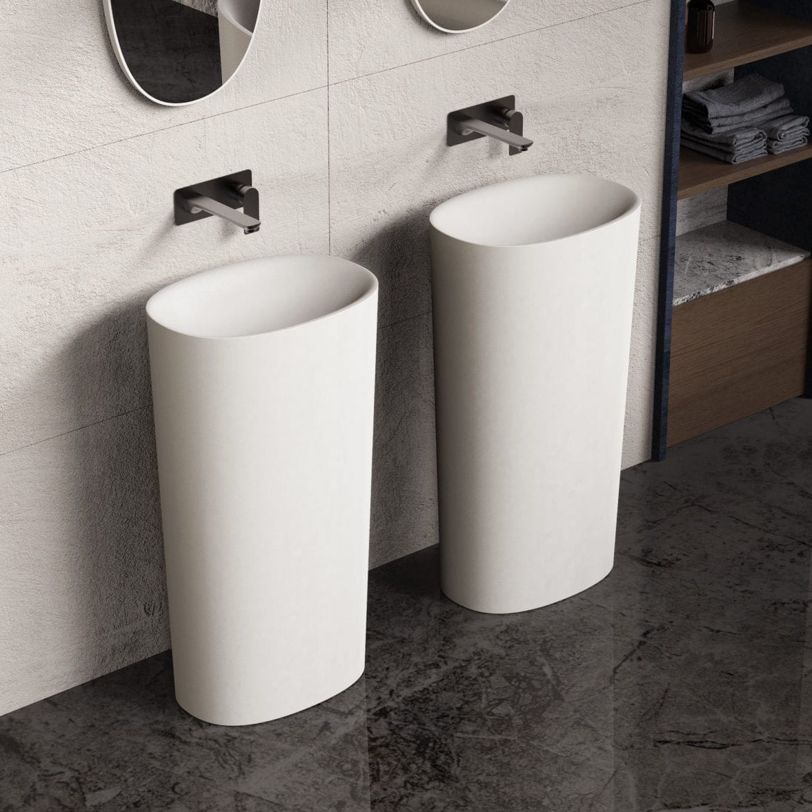 Free-standing washbasin - 290232 SOLIDCLIFF PB-50 - IDEAVIT B.V - Solid Surface / oval ...