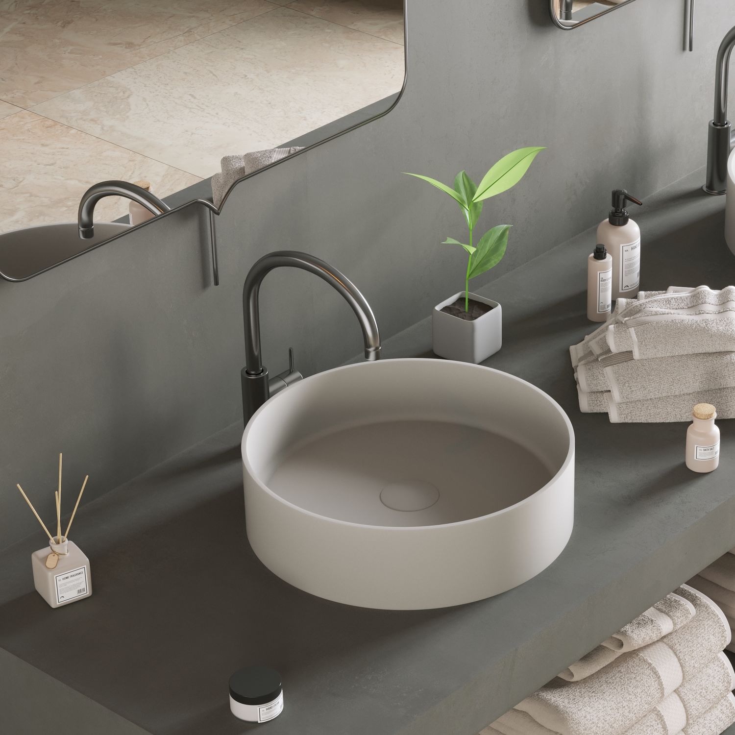 Countertop washbasin - 281617 SOLIDTHIN-40 - IDEAVIT B.V - Solid Surface / round / contemporary