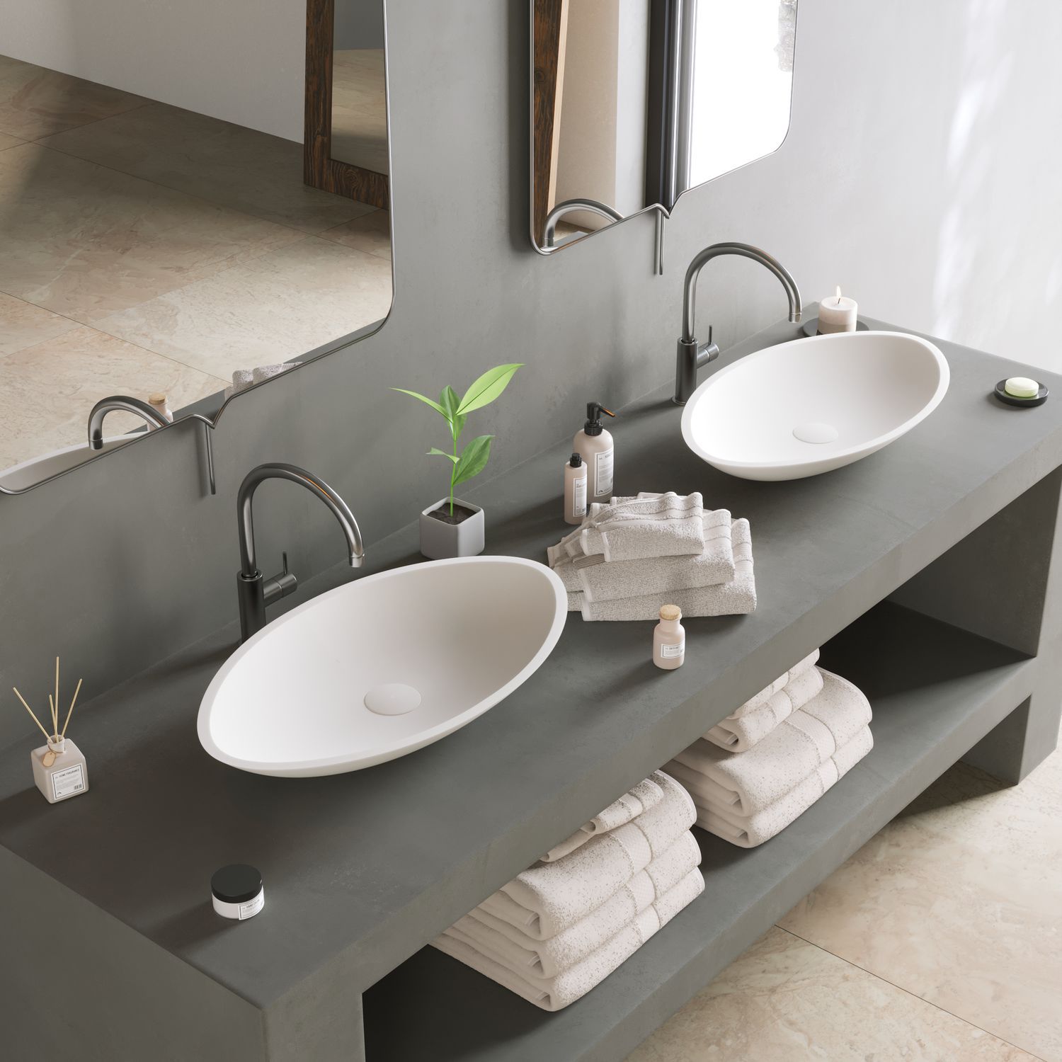 Countertop washbasin - 278599 SOLIDJAZZ-60 - IDEAVIT B.V - Solid ...