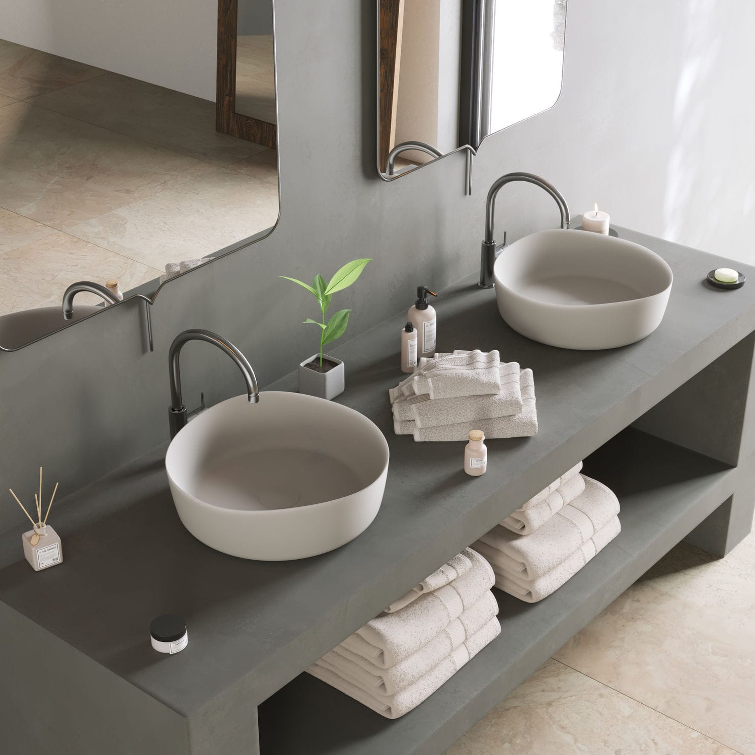 Countertop washbasin - 290115 SOLIDHARMONY-ROUND - IDEAVIT B.V - Solid Surface / round / without ...