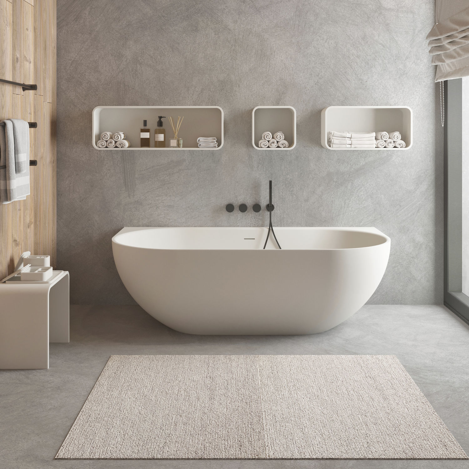 Oval bathtub - Solidnova - IDEAVIT B.V - back to wall / for homes / professional