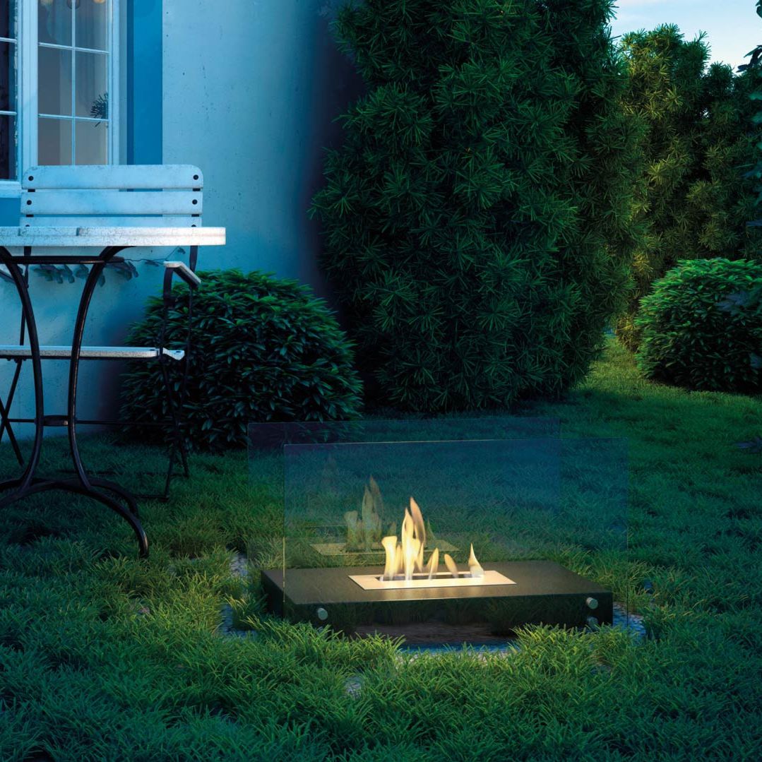 Glass bioethanol burner - HOTEL/TÜV - KRATKI - steel / rectangular ...