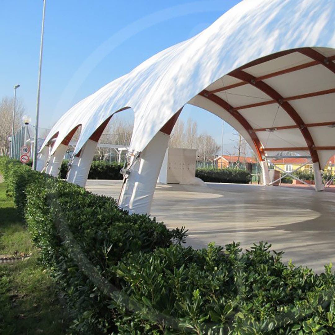 Metal frame tensile structure - FT SRL - PLASTECOMILANO - wooden frame ...