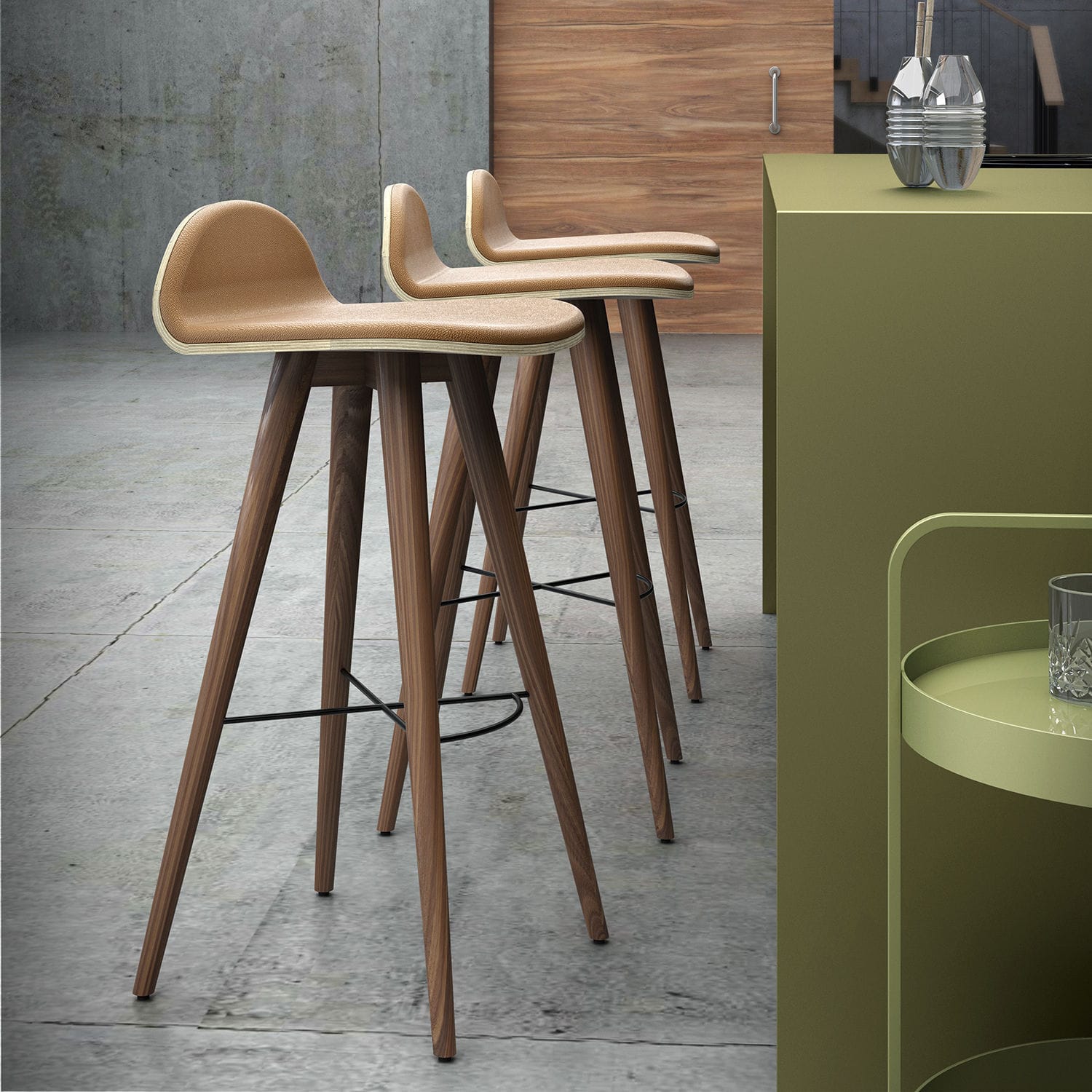 Contemporary bar stool - SEED High - AROUNDtheTREE Design - leather ...