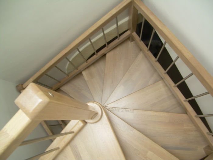 Square spiral staircase - SATURNO INOX PLUS - Ci. Erre Scale - wooden ...