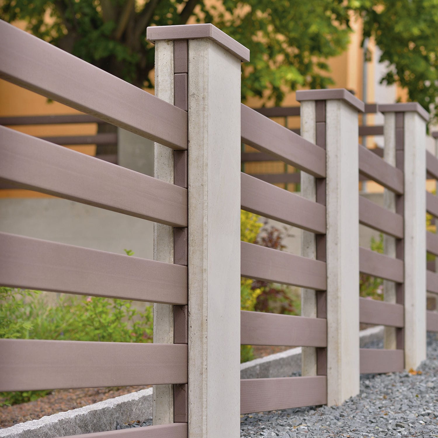 Fence with bars - megawood by NOVO-TECH - garden / for public spaces ...