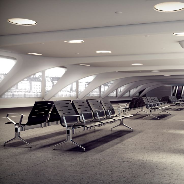 Polyurethane beam chair - KEYPORT - KASTEL srl - steel / 3-seater / indoor