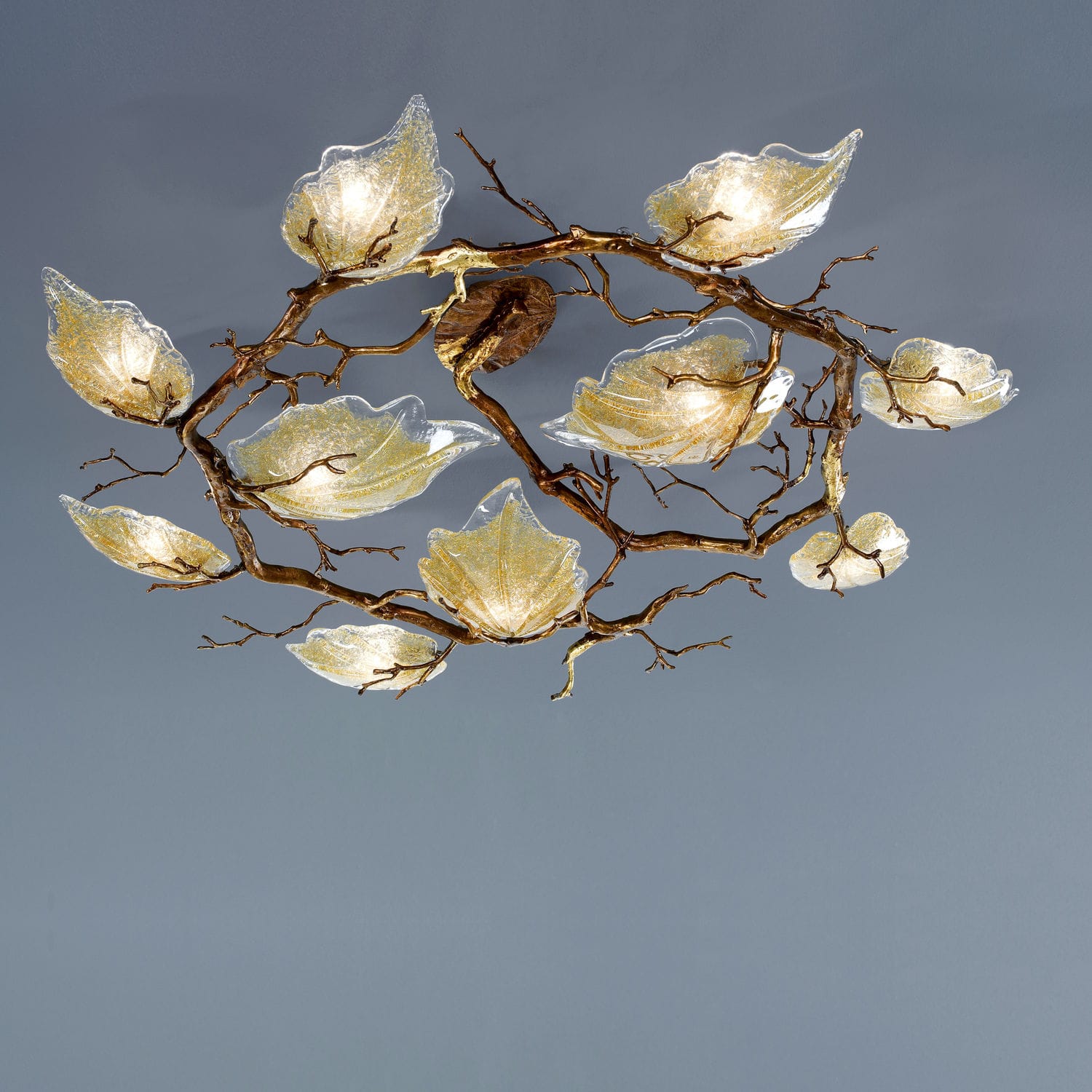 Traditional ceiling light - OAK - Serip - glass / bronze / LED