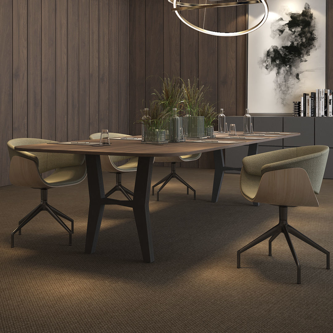 Contemporary boardroom table - PONTE - SOTUBO - wooden / metal base / rectangular