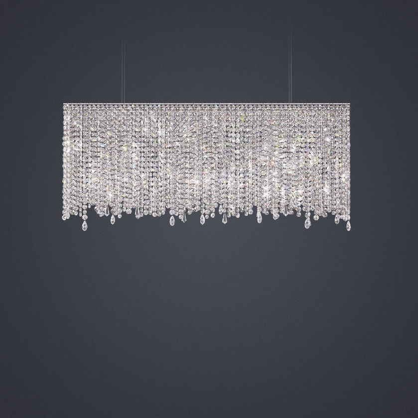 Contemporary chandelier - LINEA - Manooi - crystal / rectangular / 1 tier