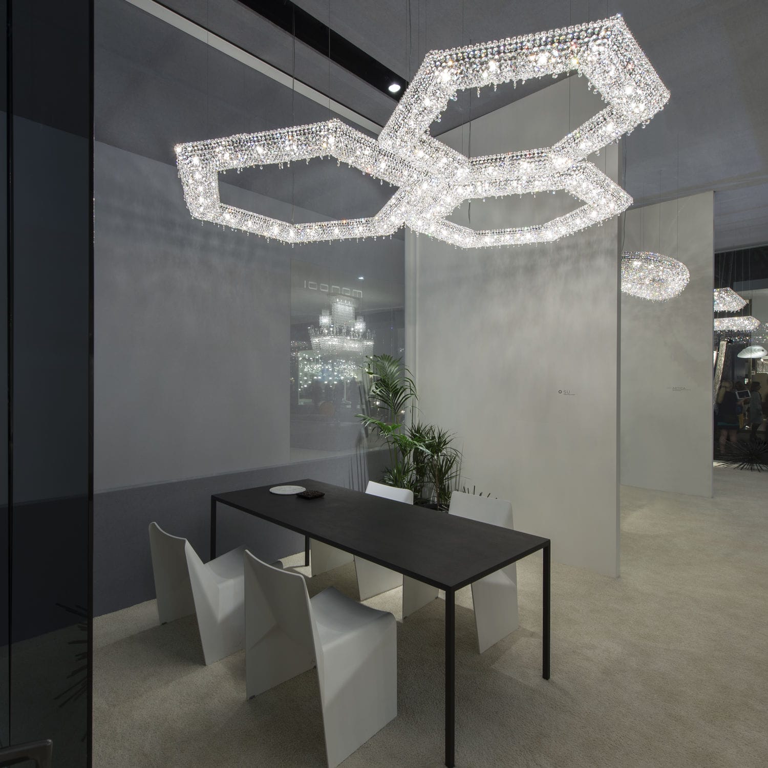 Contemporary chandelier - SU - Manooi - crystal / commercial / geometric