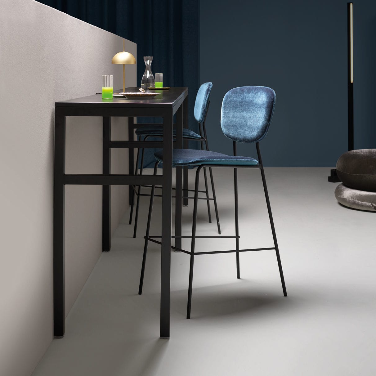 Contemporary bar stool - OLGA - Quinti. - fabric / metal base / 4-legged
