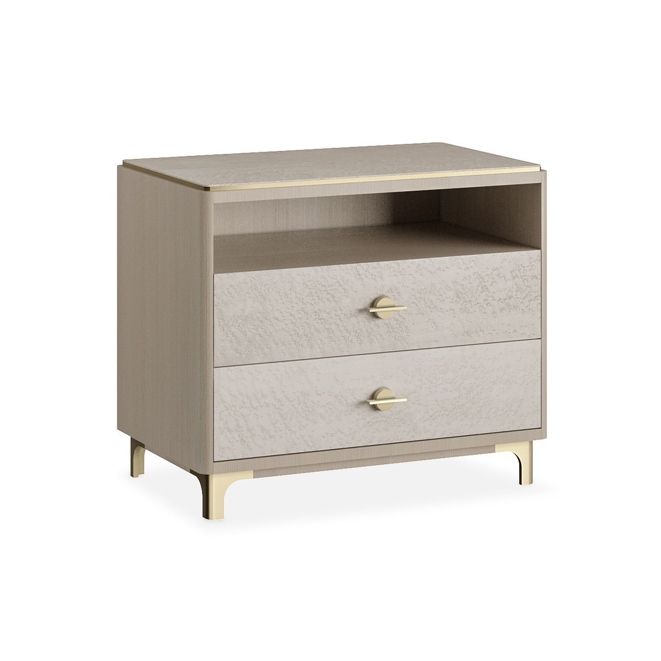 Contemporary bedside table - ALLURE - AM LIVING - wooden / brushed brass base / rectangular