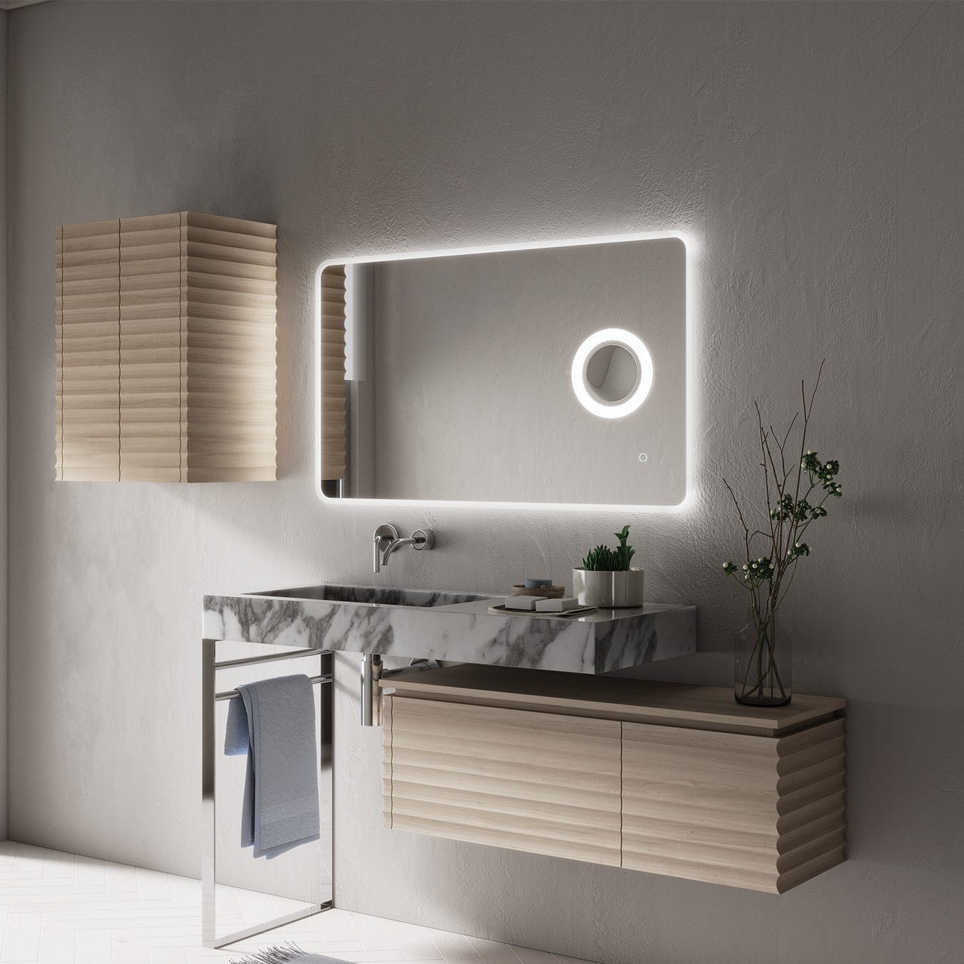 Wall-mounted bathroom mirror - ETNA XL PLUS - Biselarte - contemporary / rectangular / round