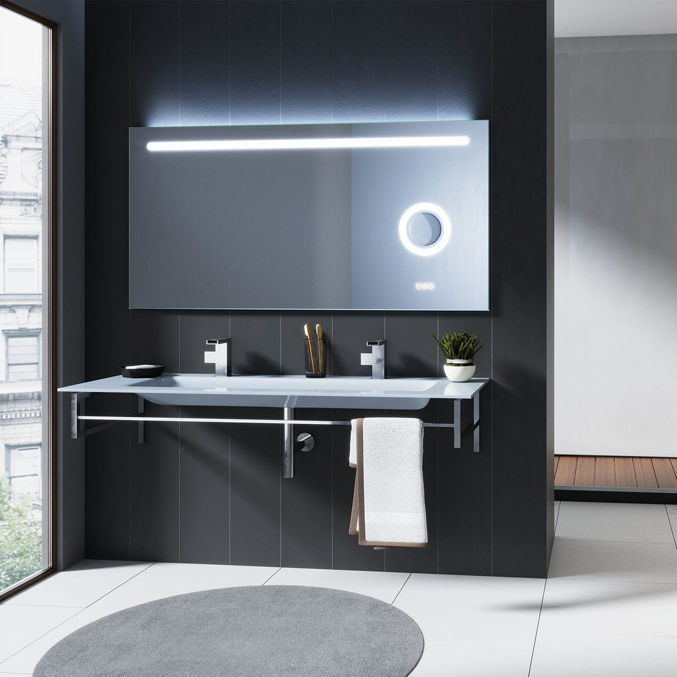 Wall-mounted bathroom mirror - FORM - BISELARTE - contemporary / rectangular / silver-colored