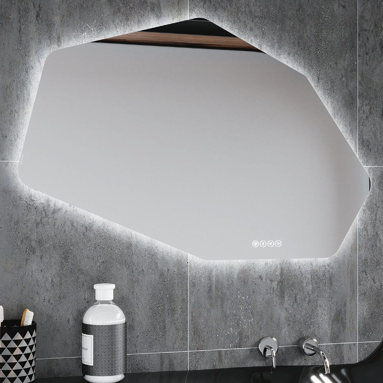 Wall-mounted bathroom mirror - ROCK - BISELARTE - for hotel / for hotel rooms / for public space