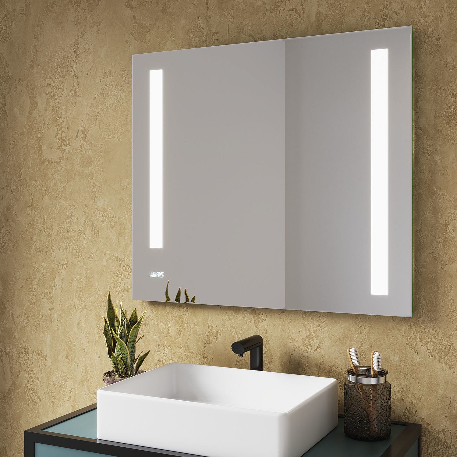 Wall-mounted bathroom mirror - TIME - Biselarte - contemporary / rectangular / for hotel