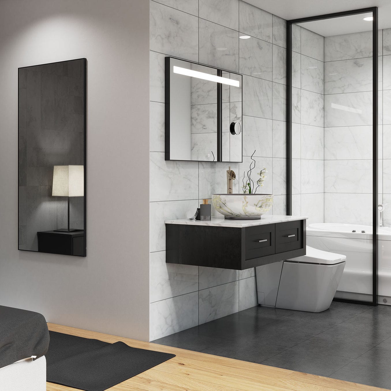 Wall-mounted bathroom mirror - SLIM - Biselarte - contemporary / rectangular / aluminium