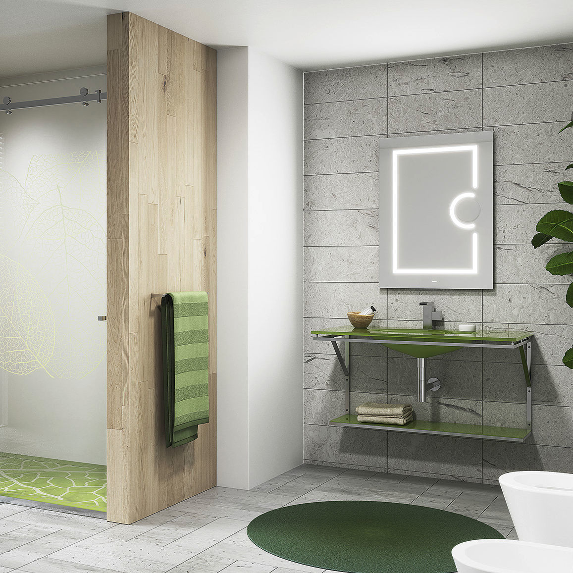 Wall-mounted bathroom mirror - NATURE - Biselarte - contemporary / rectangular / gray