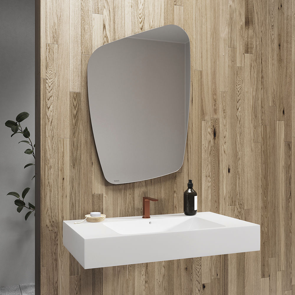 Wall-mounted bathroom mirror - GLAM SIMPLE - Biselarte - contemporary / gray / vertical