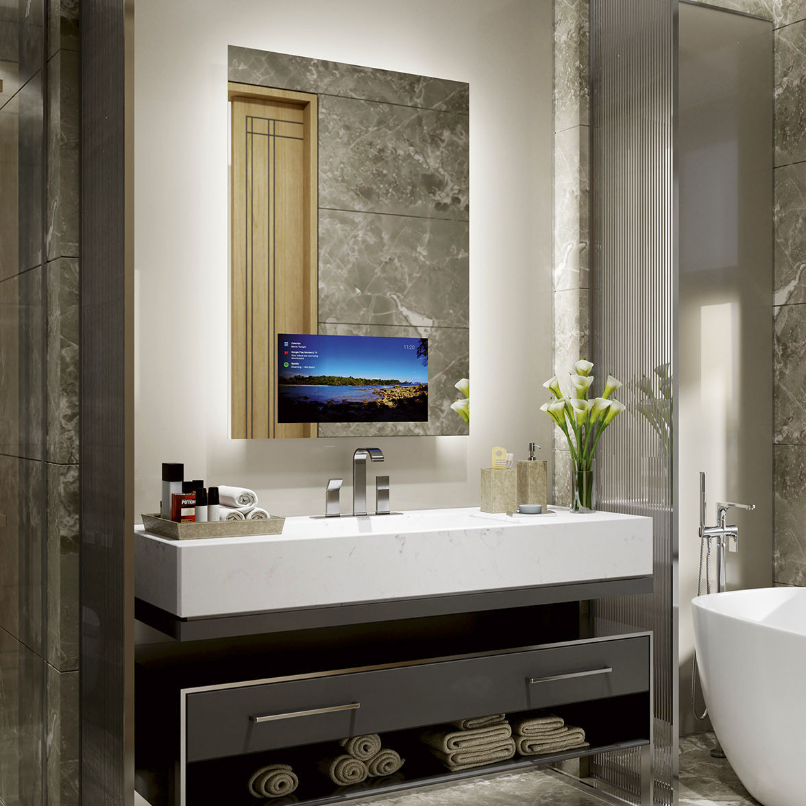 Wall-mounted bathroom mirror - HIDE - BISELARTE - for hotel / for hotel rooms / for public space