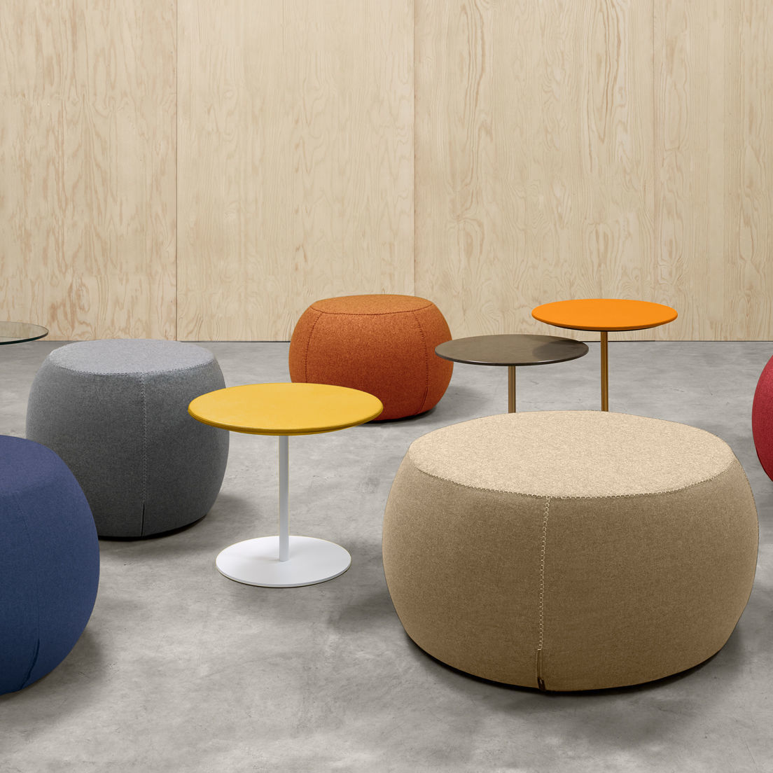 Contemporary pouf - PUFF - UFFICIO DESIGN ITALIA - fabric / round / square