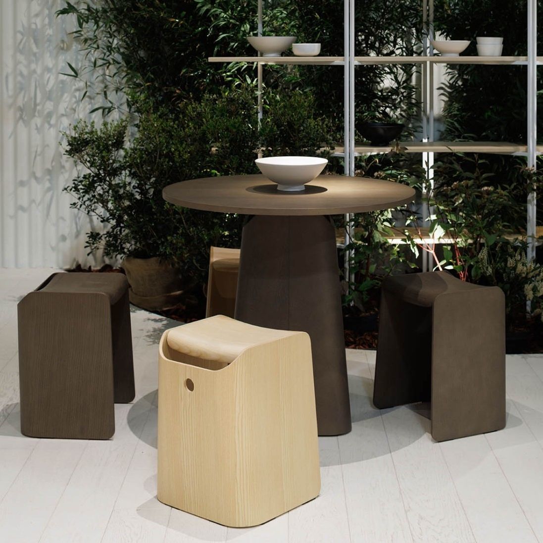 Contemporary stool - NOMADE - True Design srl - wooden / wooden base ...