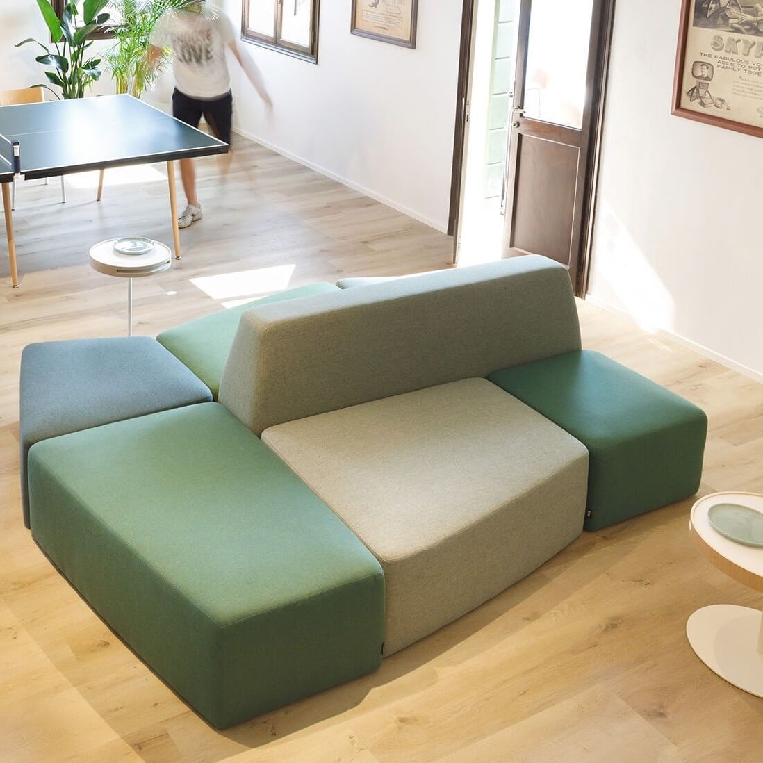 Contemporary ottoman - STONE - True Design srl - fabric / wooden / foam