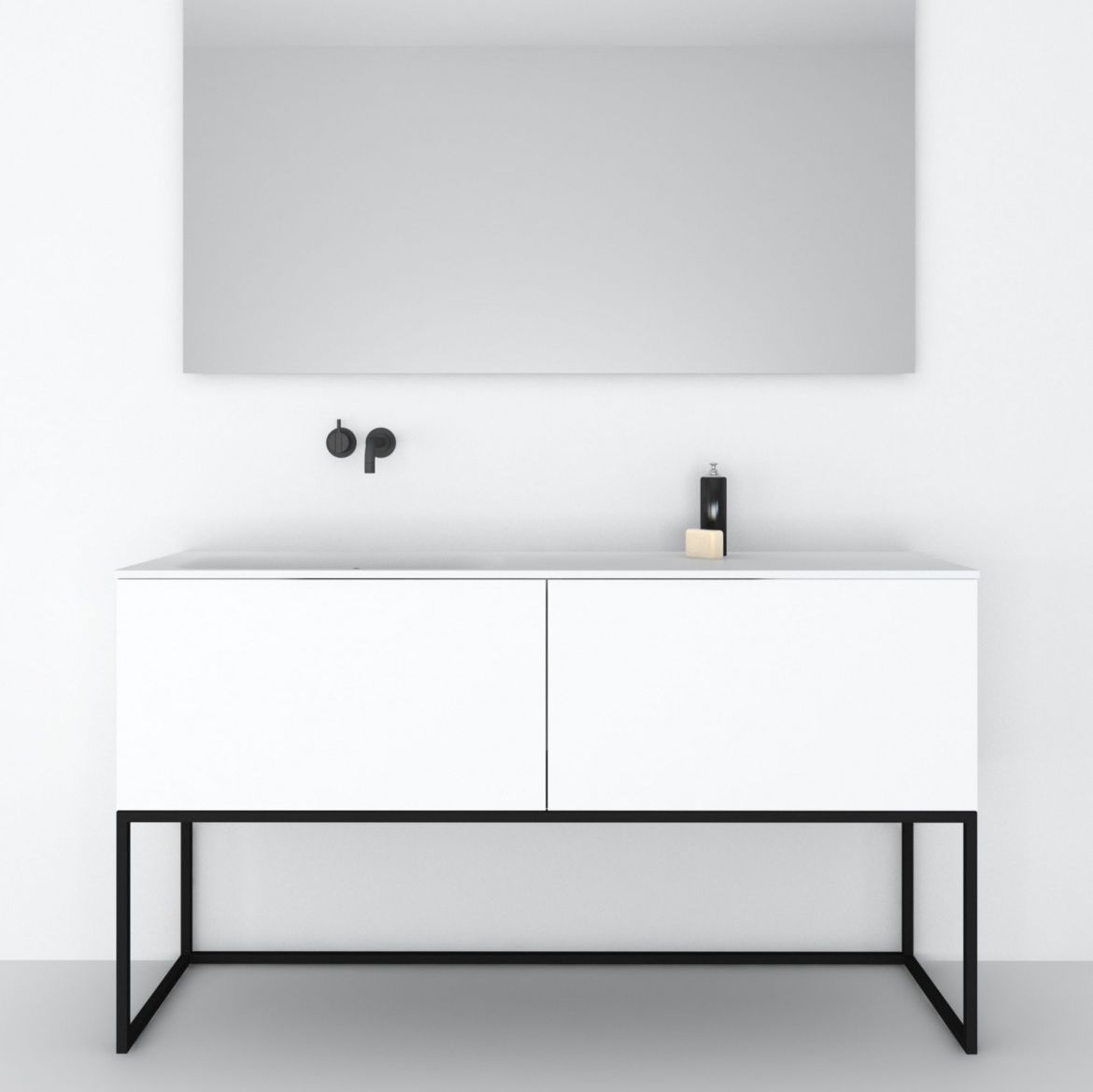Double washbasin cabinet - 160 INT 2C - CODIS - free-standing / metal ...