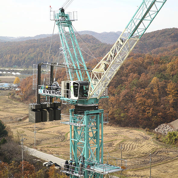 Luffing jib crane - ED580L-24 - Everdigm Corp - fixed / lifting