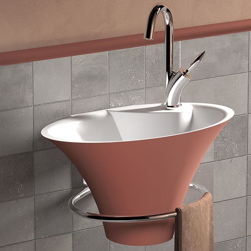 Wall-mounted hand basin - IRIS - DECOTEC - conical / Solid Surface ...