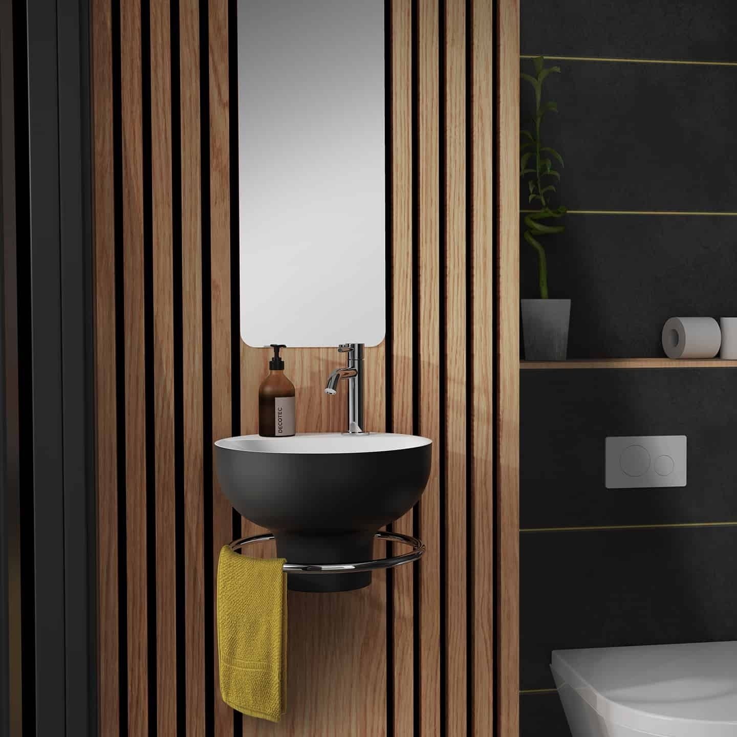 Wall-mounted hand basin - OSAKA - DECOTEC - round / Solid Surface ...