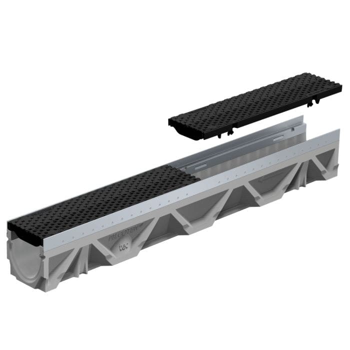 Drainage channel with grating - FILCOTEN® Tec 100 - NDS - sloped ...
