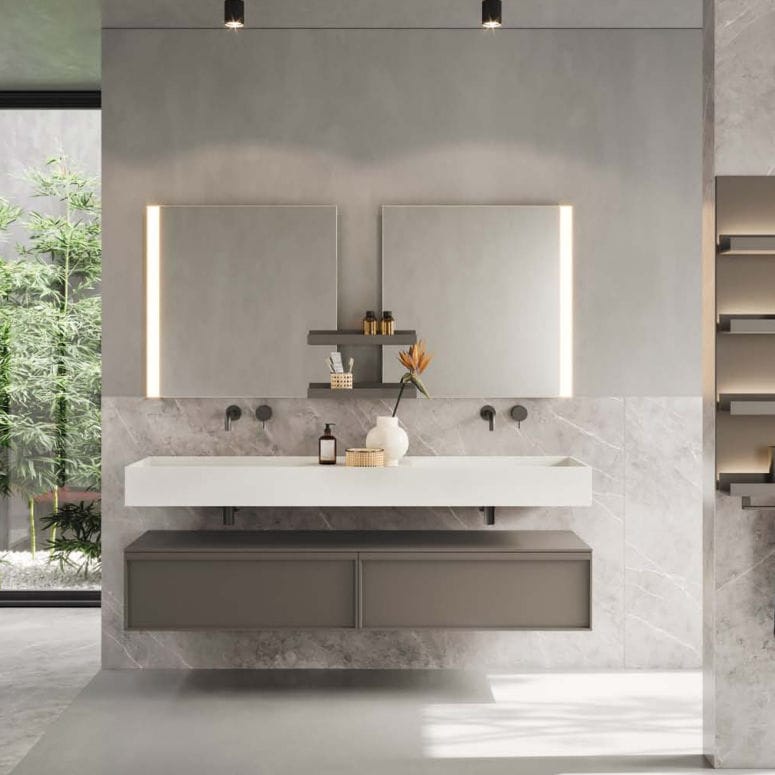 Double washbasin cabinet - 03 - novello - wall-hung / HPL / contemporary