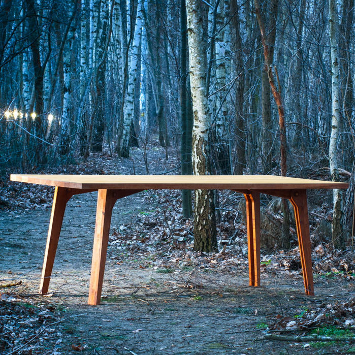 Contemporary table - ADAMON - Abadoc - wooden / wooden base / rectangular