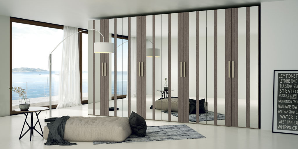 Contemporary wardrobe - AV - Lagrama - lacquered glass / with swing doors / mirrored
