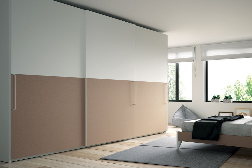 Contemporary wardrobe - HORIZON - Lagrama - glass / sliding door