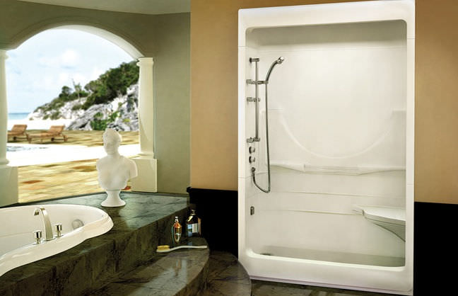 PVC shower cubicle - SOPRANO I - MAAX bathroom - with hinged door ...