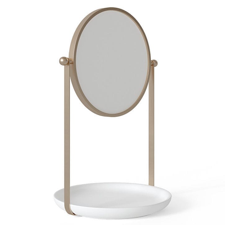 Free-standing mirror - DAHLIA05WHMOROSPS - Devon&Devon - contemporary / round / brass