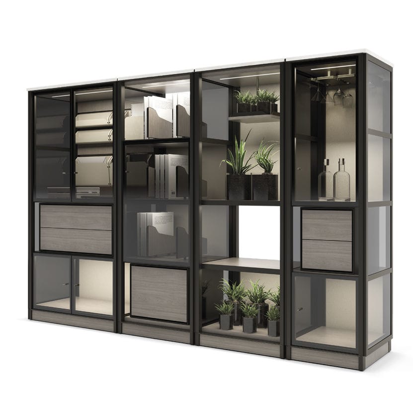 Contemporary display case - DOMUS - GIORGETTI - glass / metal / aluminium