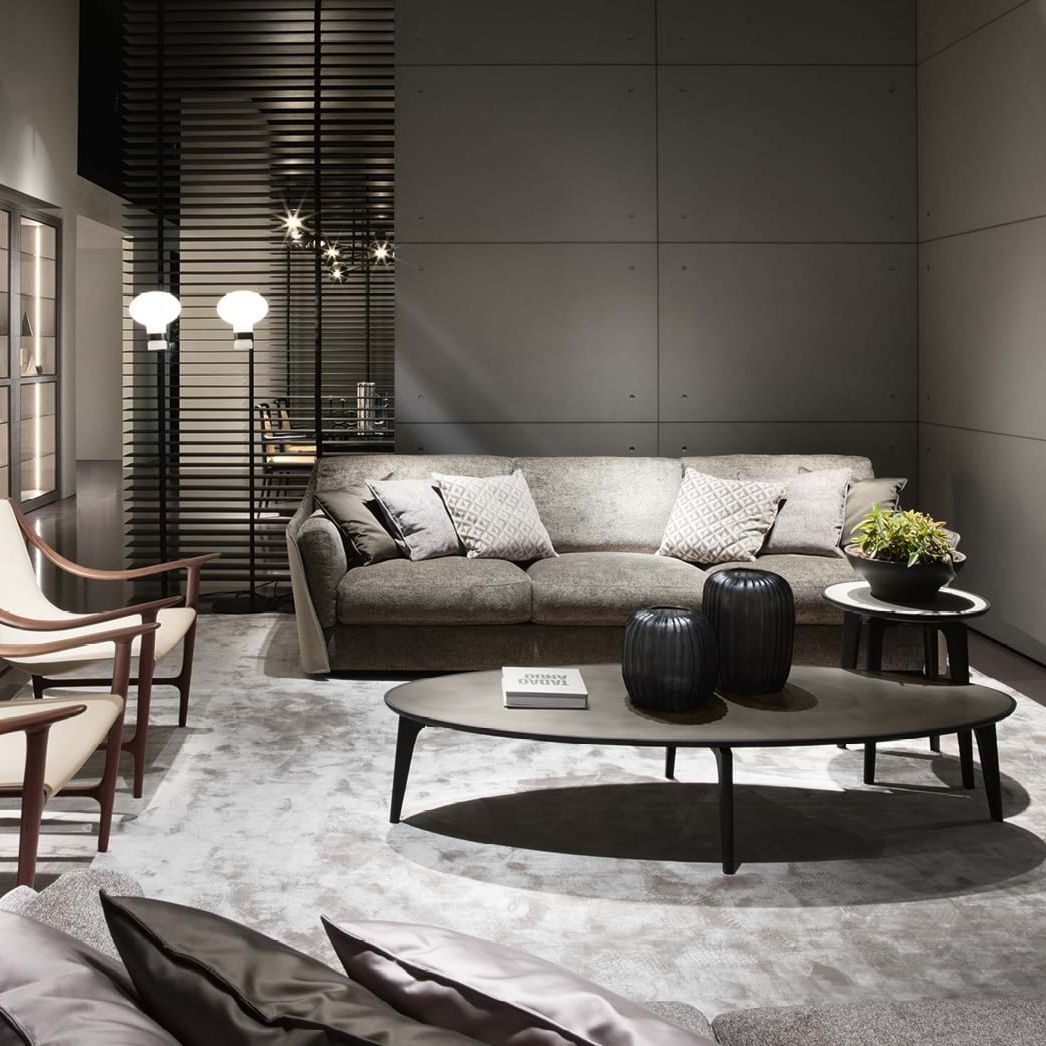 Contemporary sofa - VITTORIA - GIORGETTI - fabric / leather / with ...