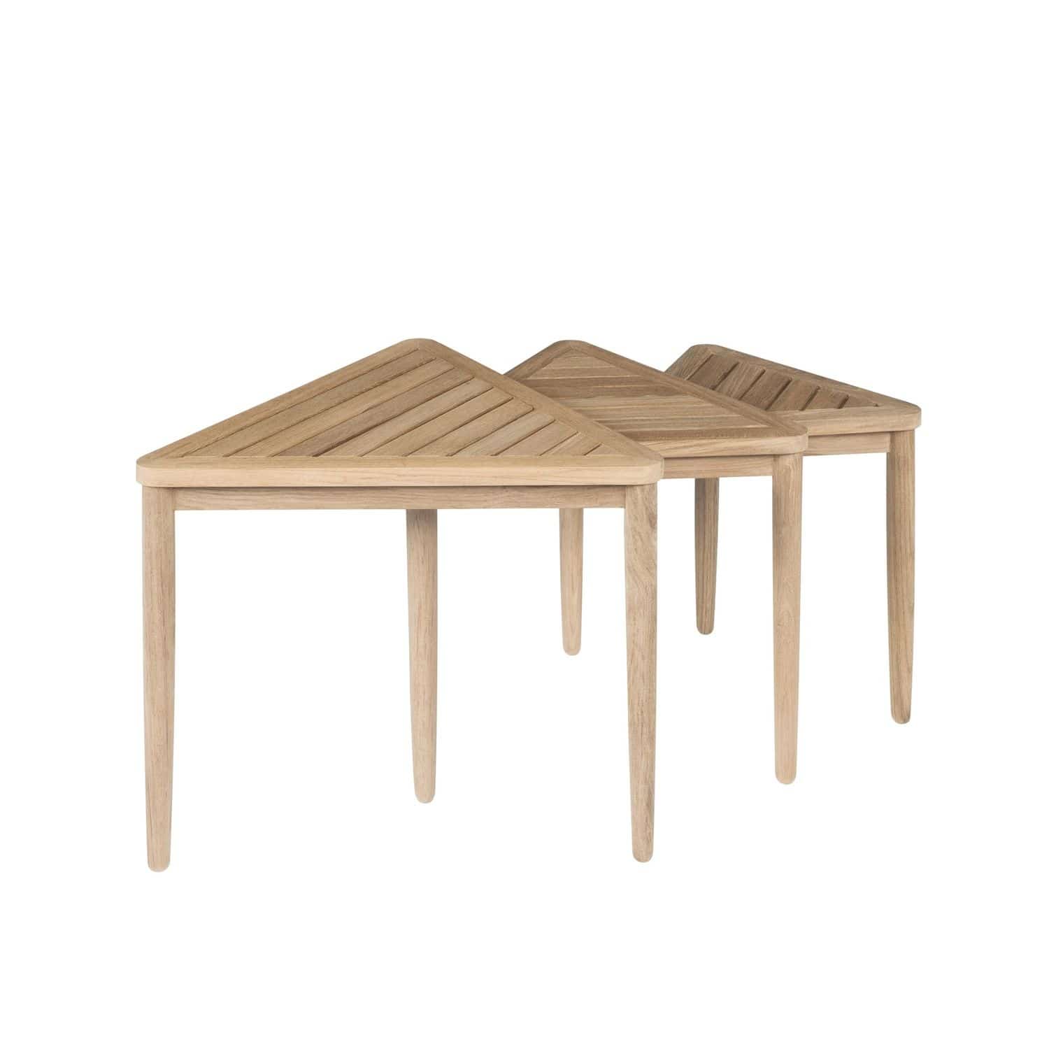 Contemporary nesting tables - Tectona - wooden / wooden base / triangular