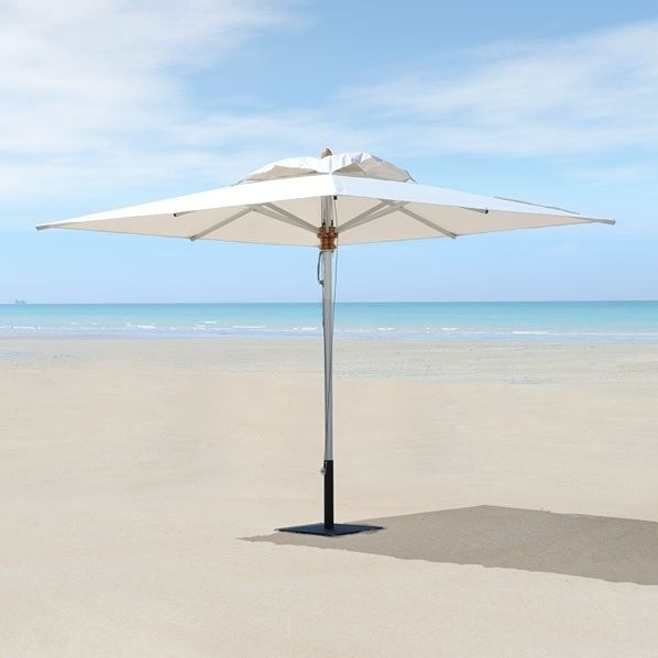 Round parasol - SUNBIRD - Tectona - anodized aluminum / acrylic