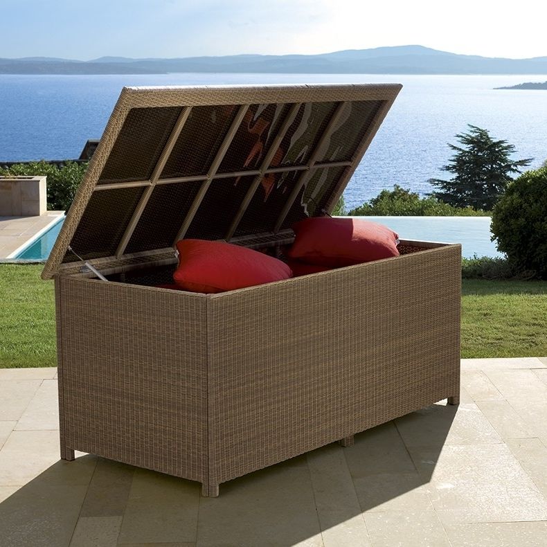 Contemporary chest - SHANGHAI - Tectona - garden / resin wicker ...