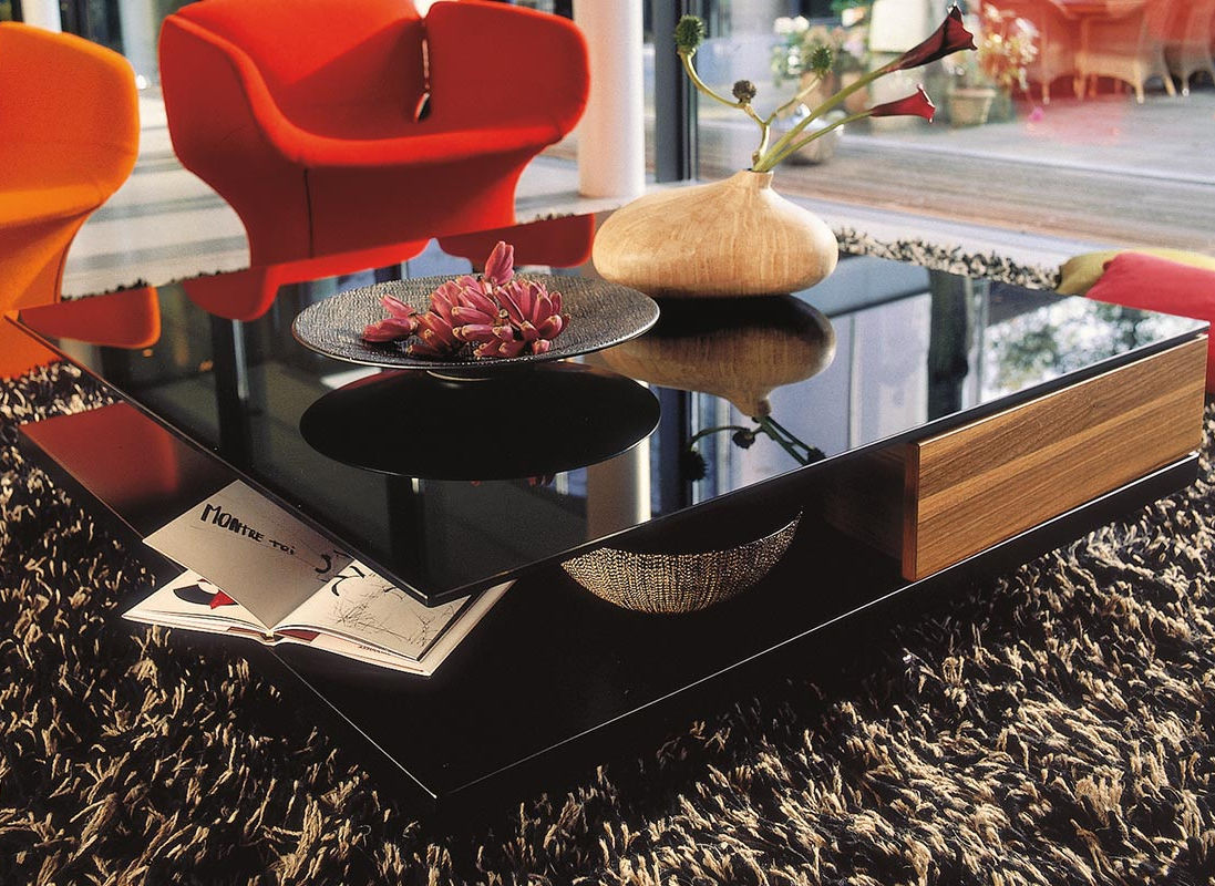 Contemporary coffee table - CT 90 - hülsta - lacquered glass / wooden ...