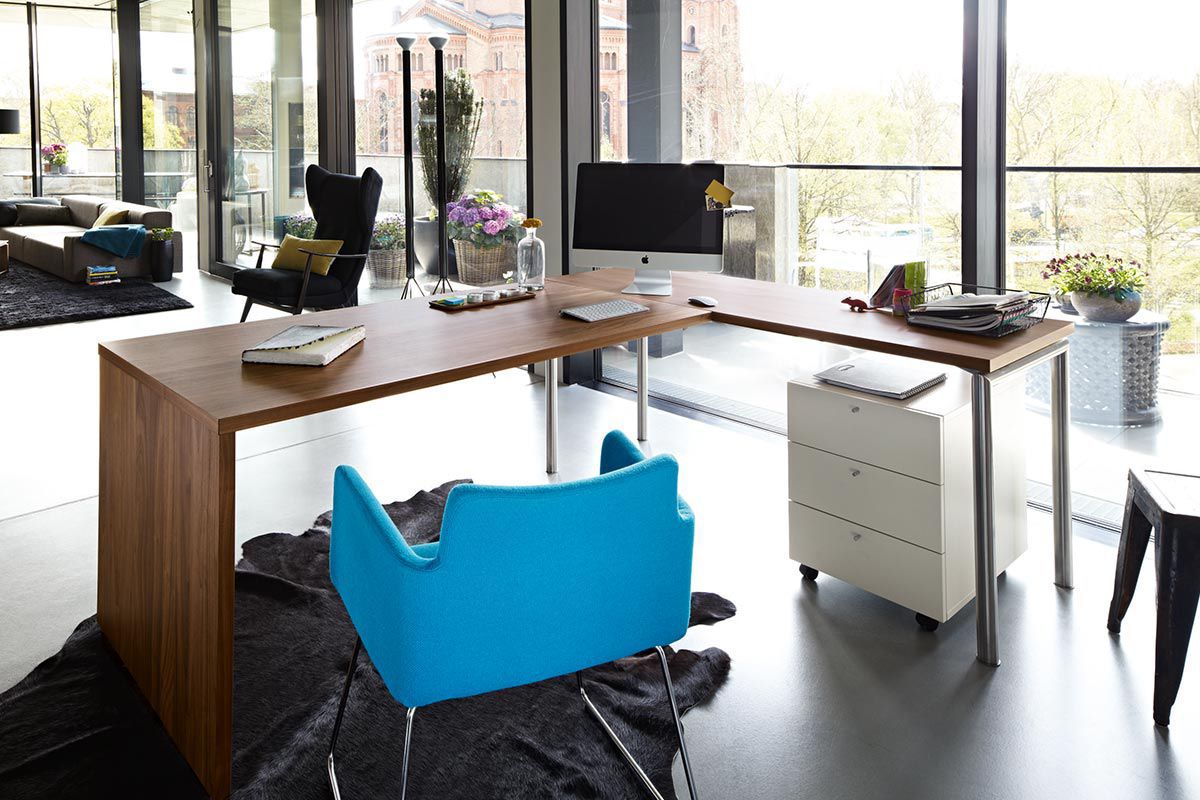 Free-standing desk - B180 - hülsta - contemporary / natural oak / corner