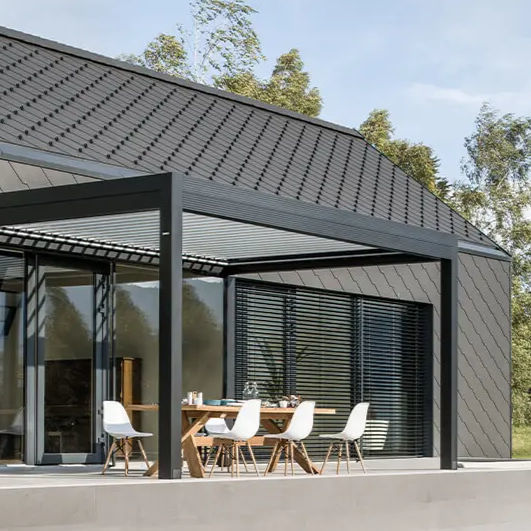 Wall-mounted pergola - LUBIANA - SLOVENIA - Gibus SPA - metal / sun ...